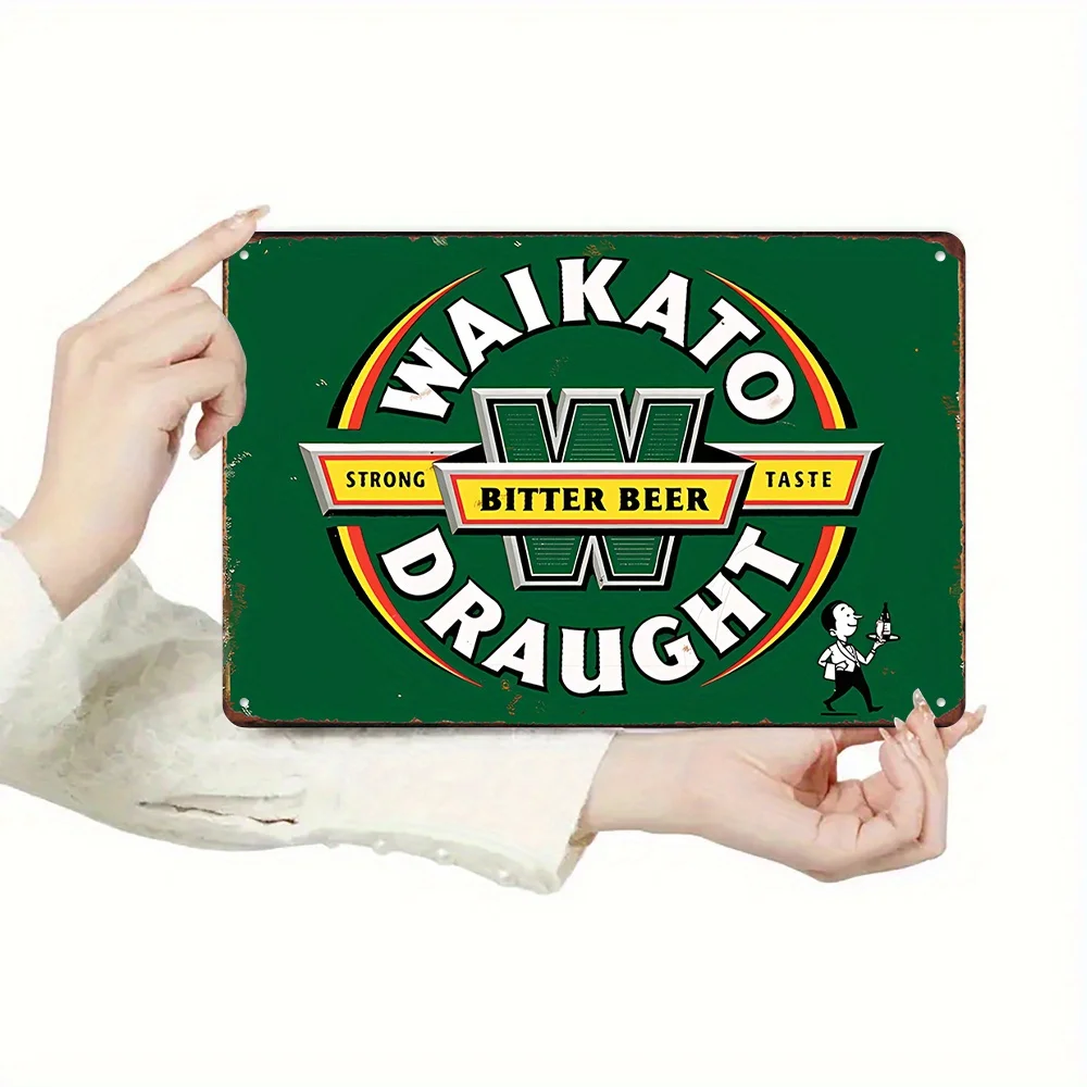 Waikato Draught Beer Vintage Metal Sign - Retro Green,Golden Wall Art ...