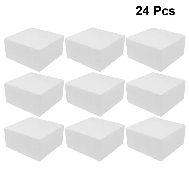 24pcs-10cm-Square-Cake-Craft-Blocksdummy-Practice-Block-Diy-White ...