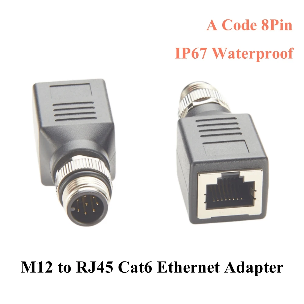 M12 A Code 8Pin to RJ45 Cat6 Industrial Ethernet Shielded Adapter IP67 ...