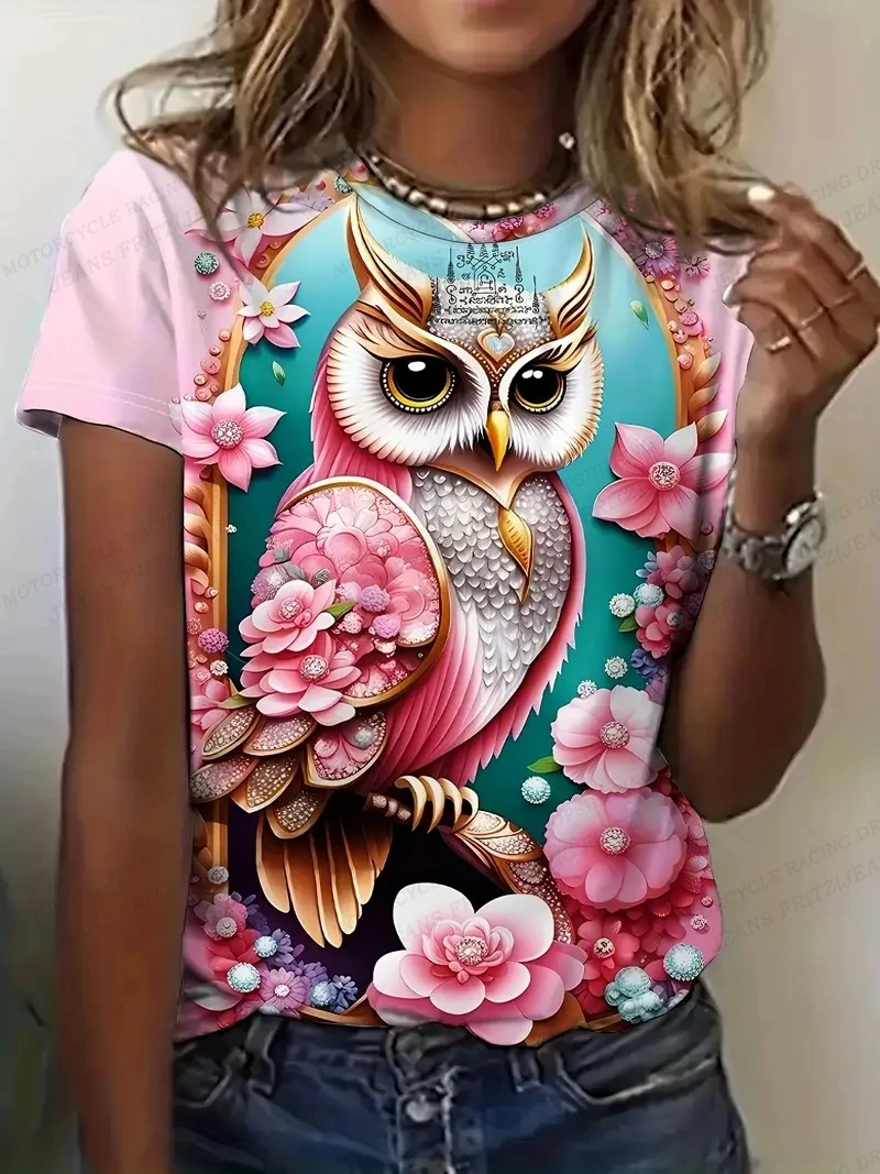 Girls-Golden-Owl-3d-Print-Tshirt-Women-Fashion-T-shirt-Oversized ...