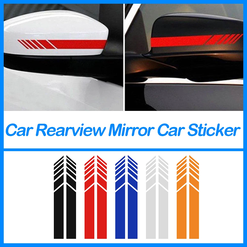 2pcs-Car-Racing-Stripe-Stickers-Rearview-Mirror-Reflective-Vinyl-Decals ...