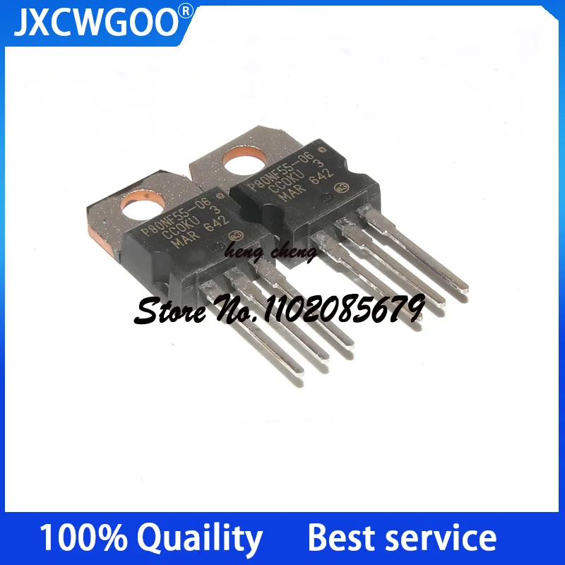 10 pces 100% original novo STP80NF55 06 P80NF55 06 stp80nf55 para 220 n ...