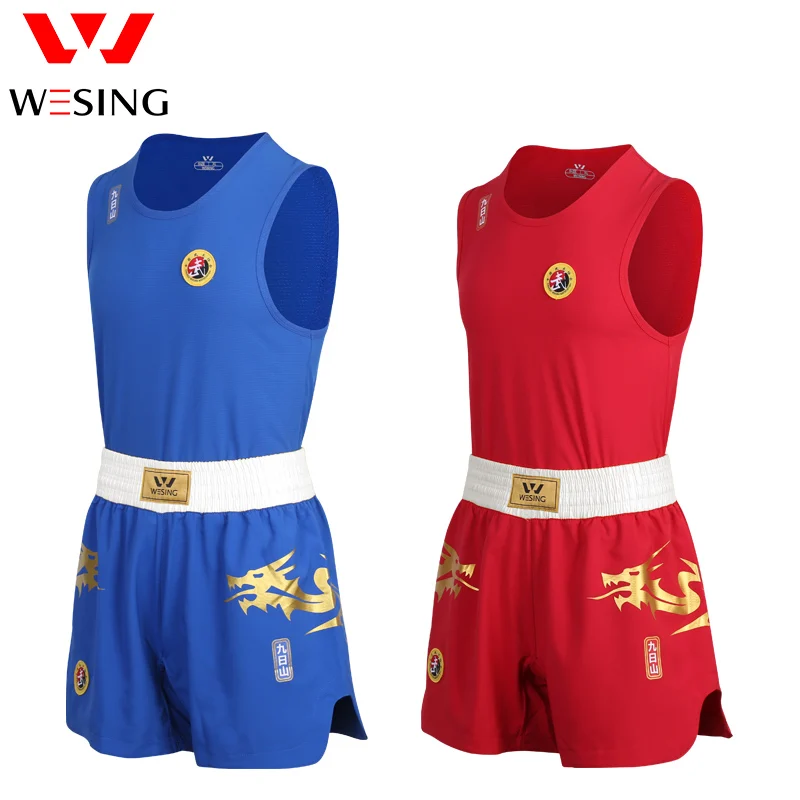 Wushu – costume Sanda imprimé Dragon, uniforme avec ceinture blanche ...