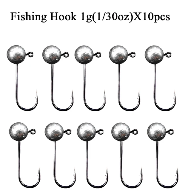 10pcs Jig Head Fishing Hook 1g-10g Crank Jig Hook Fishing Soft Worm ...