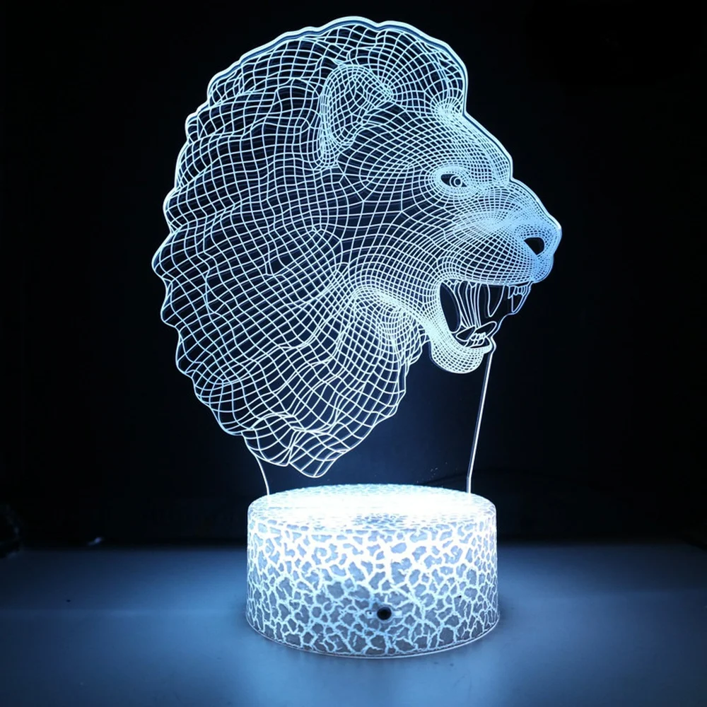 Nighdn Lion Lamp 3d Led Night Light Colorful Bedside USB Table Lamp ...