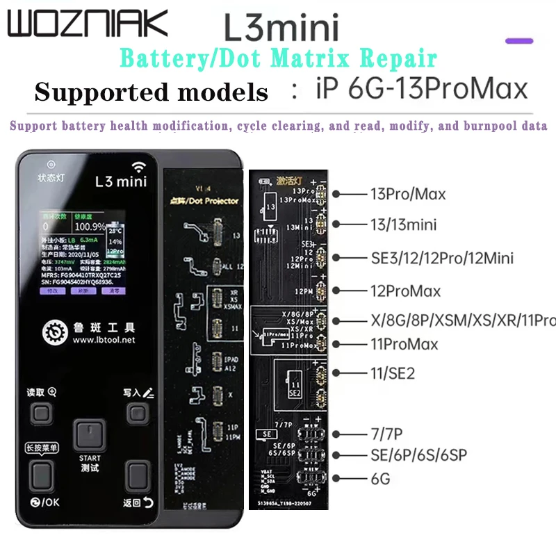 LuBan L3 Mini Face ID Dot Matrix Battery Repair Programmer For iPhone X ...