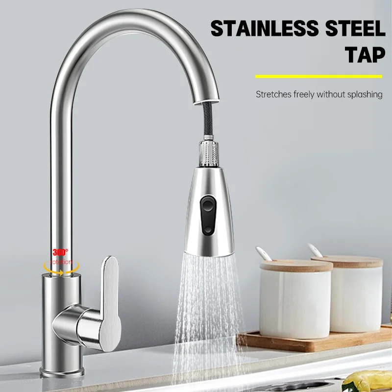 Pull-Out-Kitchen-Sink-Water-Tap-Deck-Mounted-Mixer-Stream-Sprayer ...