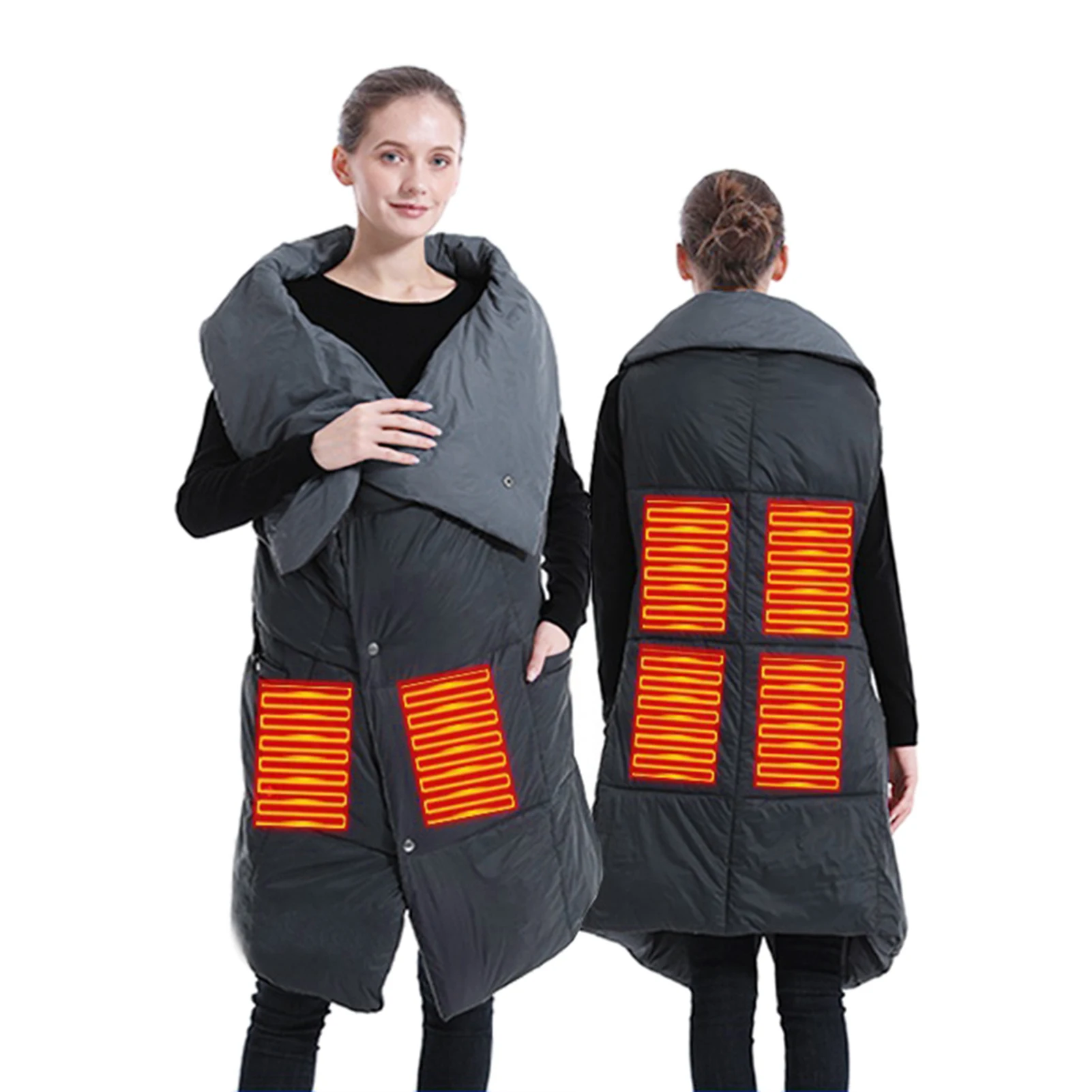 Dual-Purpose-Wearable-USB-Heated-Blanket-Electric-Heating-Cloak-Poncho ...