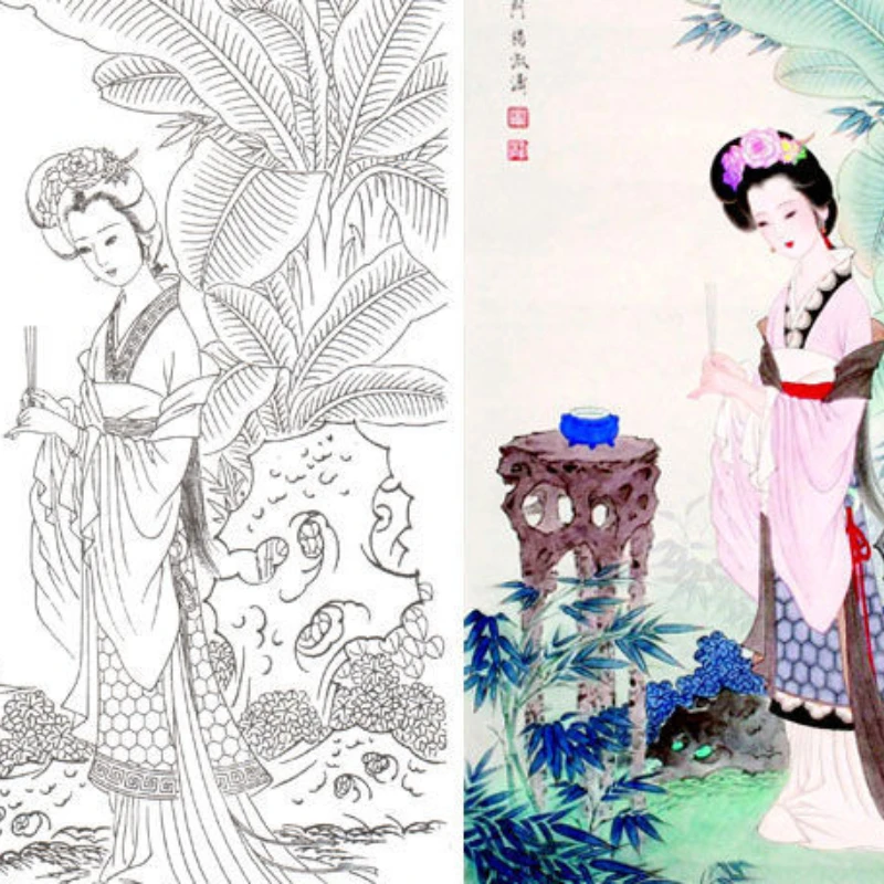 Chinese-Characters-Line-Drawing-Practice-Paper-Meticulous-Painting-Line ...