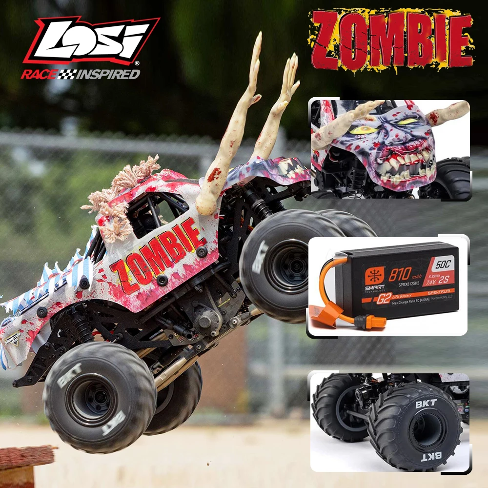 1/18 LOSI Mini LMT Zombie Monster Truck 2S RTR Brushed RC Electric ...