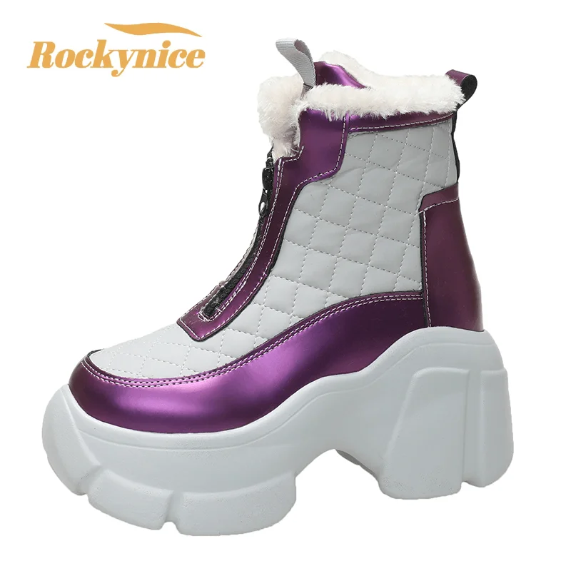 High-Platform-Warm-Snow-Boots-Woman-Winter-Leather-Short-Chelsea-Boots ...