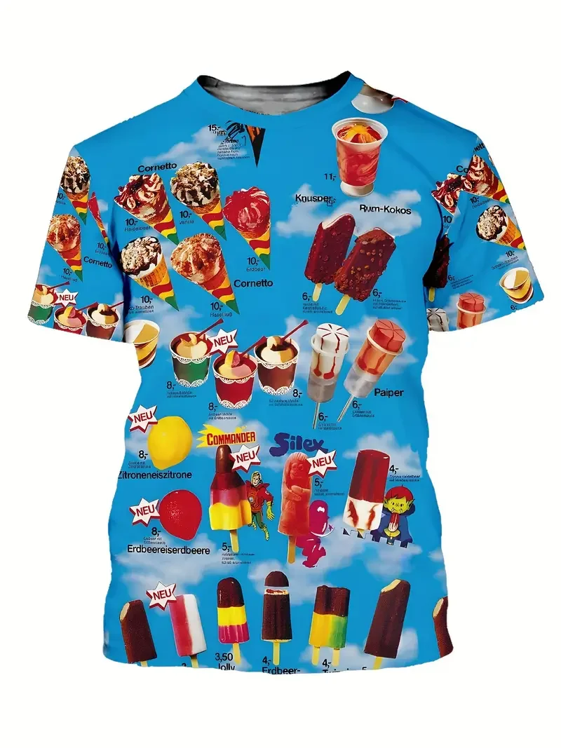 Summer-Men-s-T-Shirt-Ice-Cream-Print-Top-Short-Sleeve-3d-T-Shirts ...