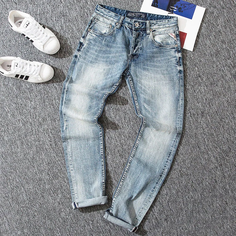 Italian-Style-Fashion-Men-Jeans-Retro-Light-Blue-Slim-Fit-Ripped-Jeans ...