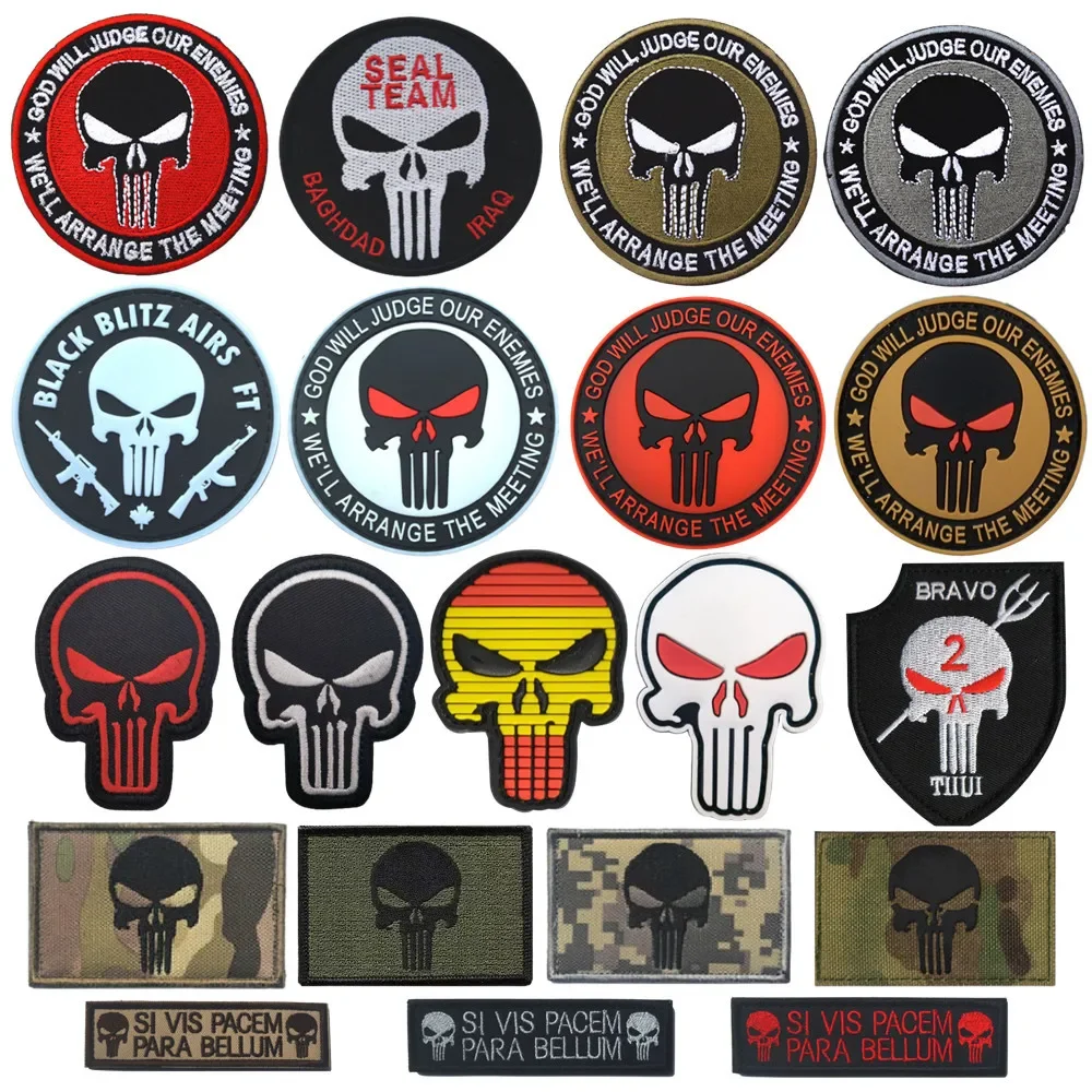Military-Badge-Punisher-Patch-Tactical-Army-Fan-Series-3D-Embroidered ...