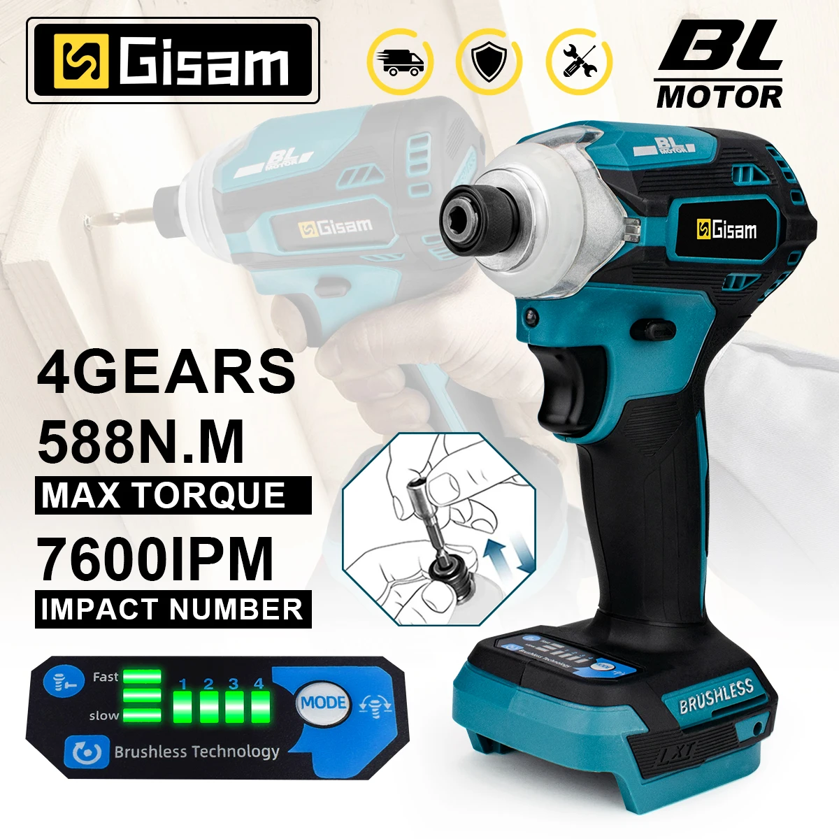 Gisam-588N-m-Brushless-1-4inch-Cordless-Driver-Drill-Electric ...