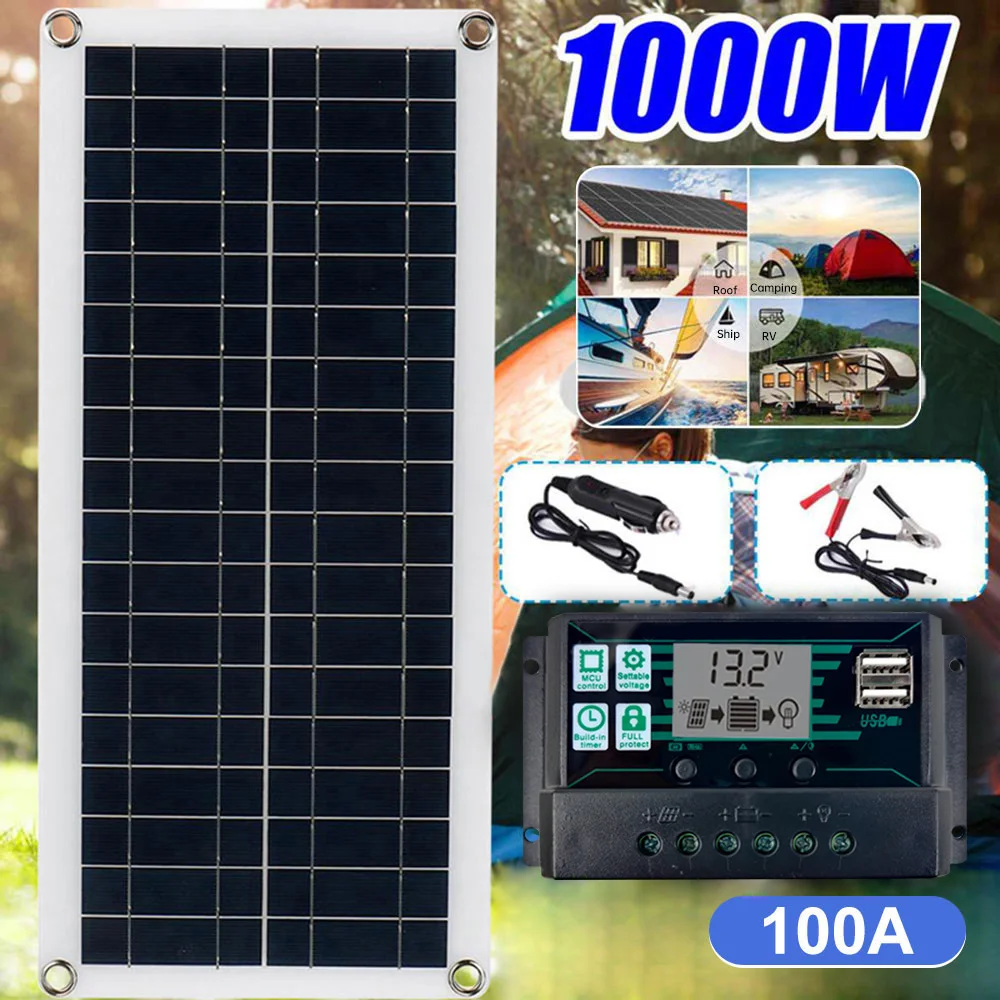 1000W-Solar-Panel-12V-18V-Solar-Cell-USB-Output-Solar-Charging-Board ...