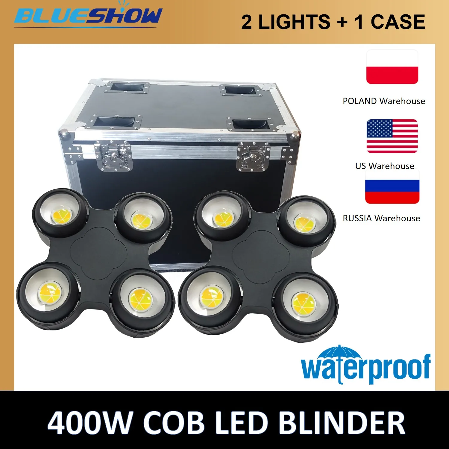 0 TAX 2pcs Waterproof COB Blinder Lights with flycase 400W COB Led ...
