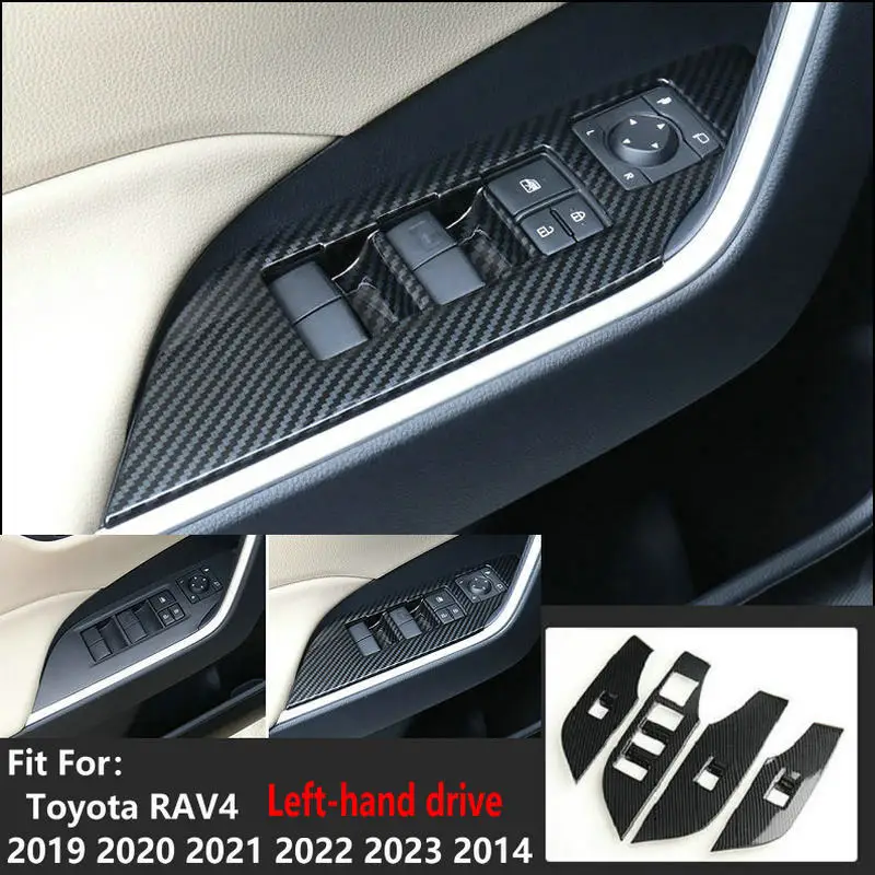 4Pcs For Toyota RAV4 2019-2023 2024 ABS Carbon Fiber Style Car Interior ...
