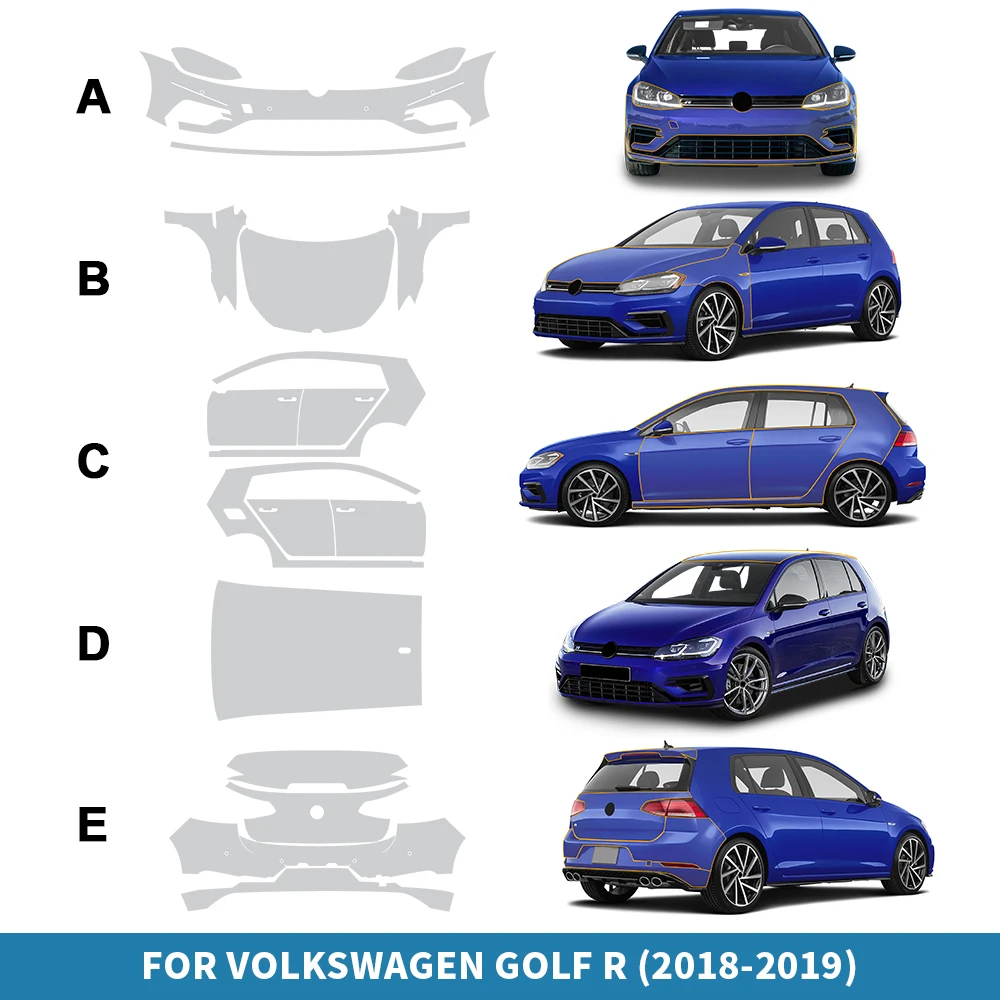 for-Volkswagen-Golf-R-2018-2019-TPU-Invisible-Transparent-Car-Bumper ...