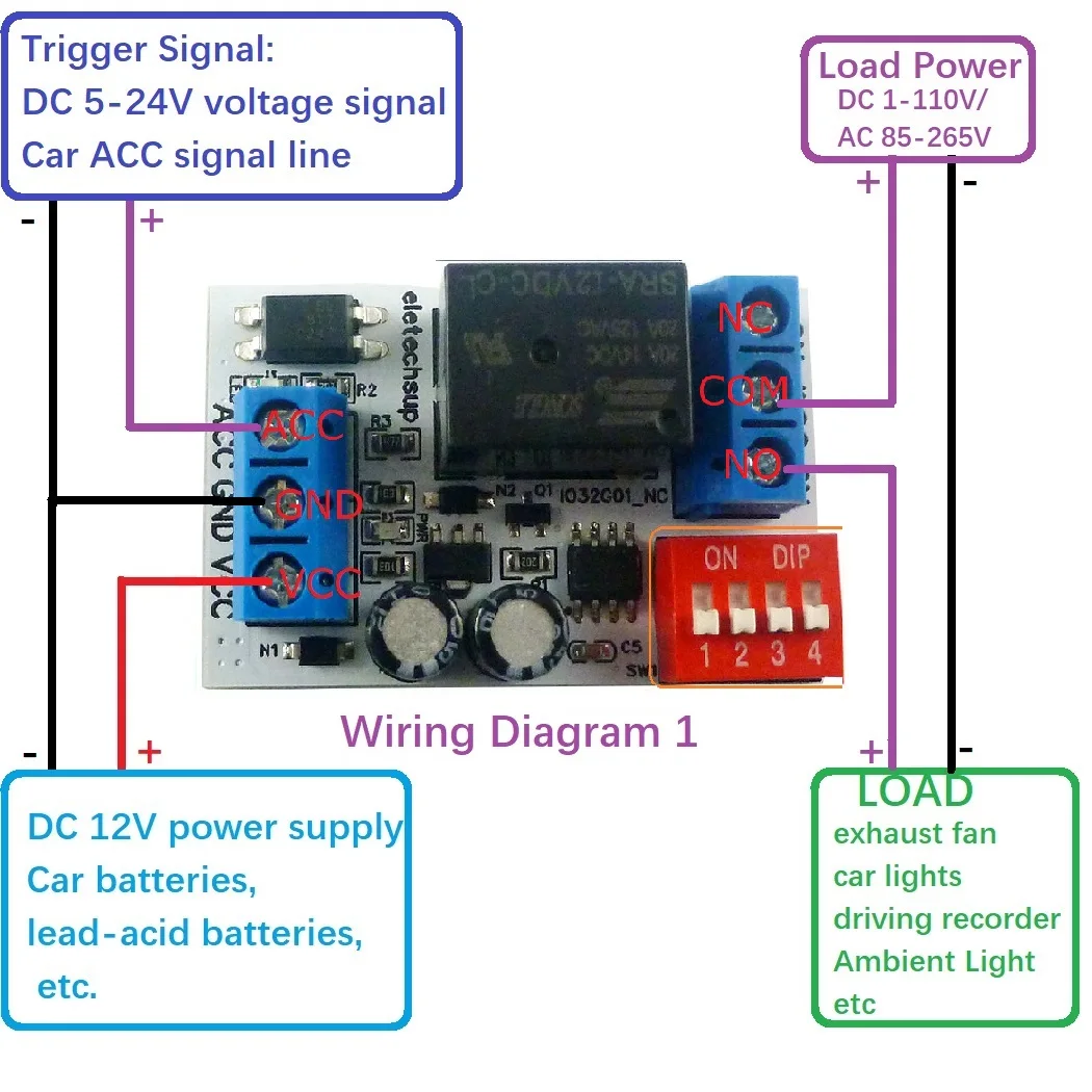 DC12V Car Vehicles ACC Trigger Delay Power-off Switch Board Timing Switch Relay Module for ...