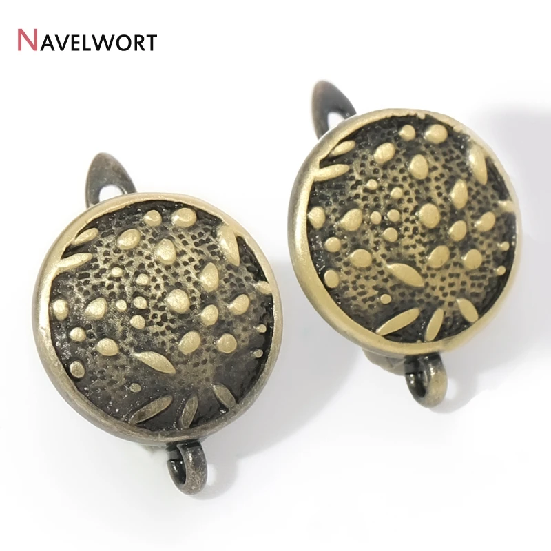 1/2/3Pairs Bronze Vintage Round Earwires Fasteners,Brass Metal Disc ...