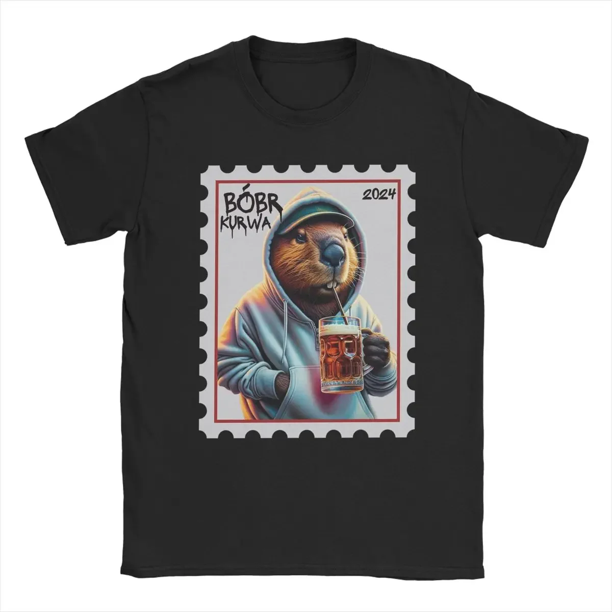 Kurwa-Bobr-Bober-Beaver-Boberek-Drinking-Beer-T-Shirt-Men-s-100-Cotton ...