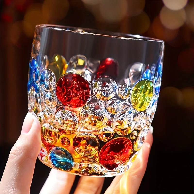 1pc-300ml-Colorful-Bubble-Pattern-Embossed-Glass-Cup-Perfect-for-Whisky ...