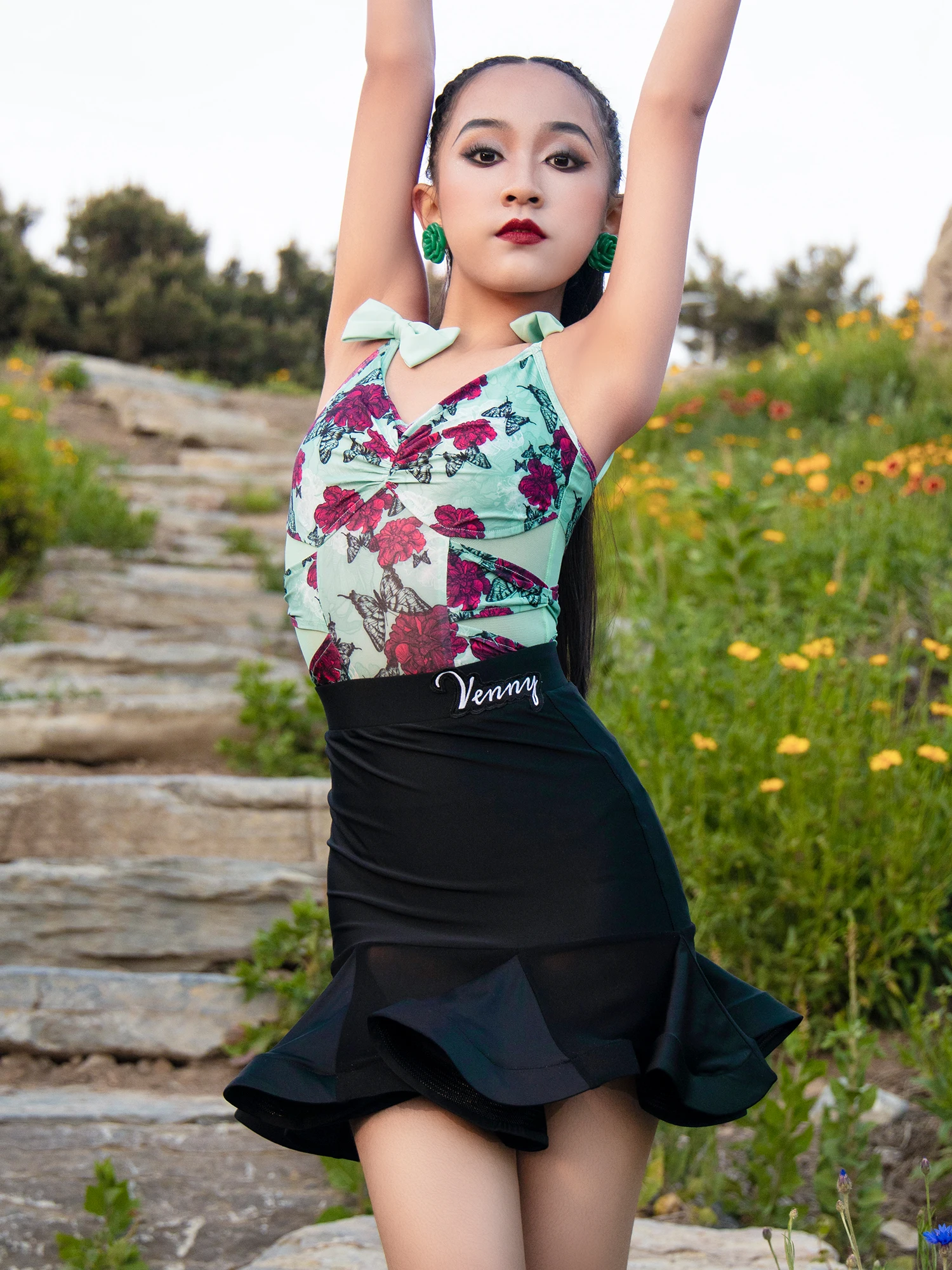 Venny-Latin-dance-costume-practice-uniform-girl-split-top-professional ...