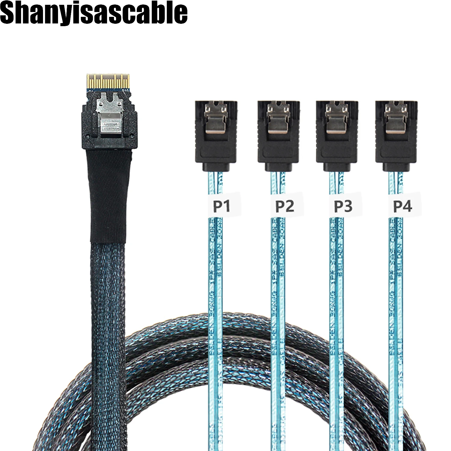 0.5M PCIE Slimline SAS 4.0 38pin SFF-8654 4i to 4X SATA 7P female ...
