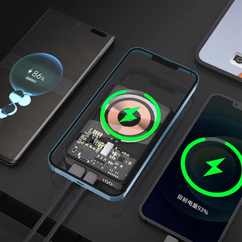 Transparent Magnetic Wireless Power Bank 10000mah Portable External ...