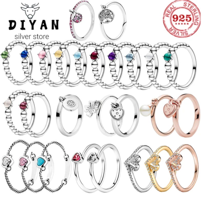 New 925 Sterling Silver Popular Ring Twelve Month Birthstone Beaded ...