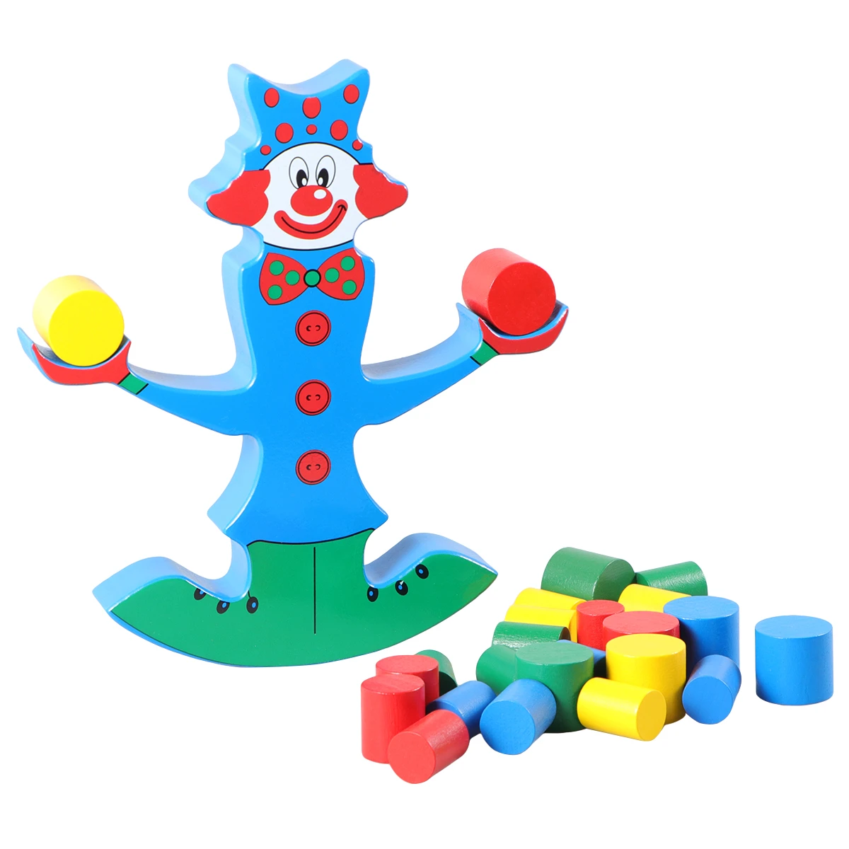1pc Clown Balance Beam Funny Buliding Blocks Wooden Educational for ...