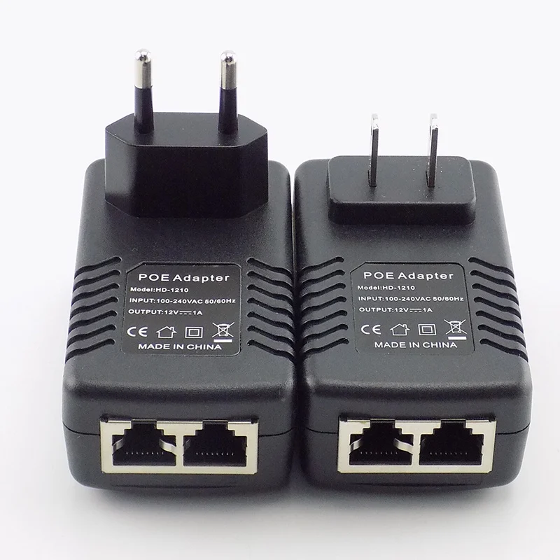 POE Injector Wall Plug Adapter DC 12V 1A 2A 24V 1A Switch Power Supply ...