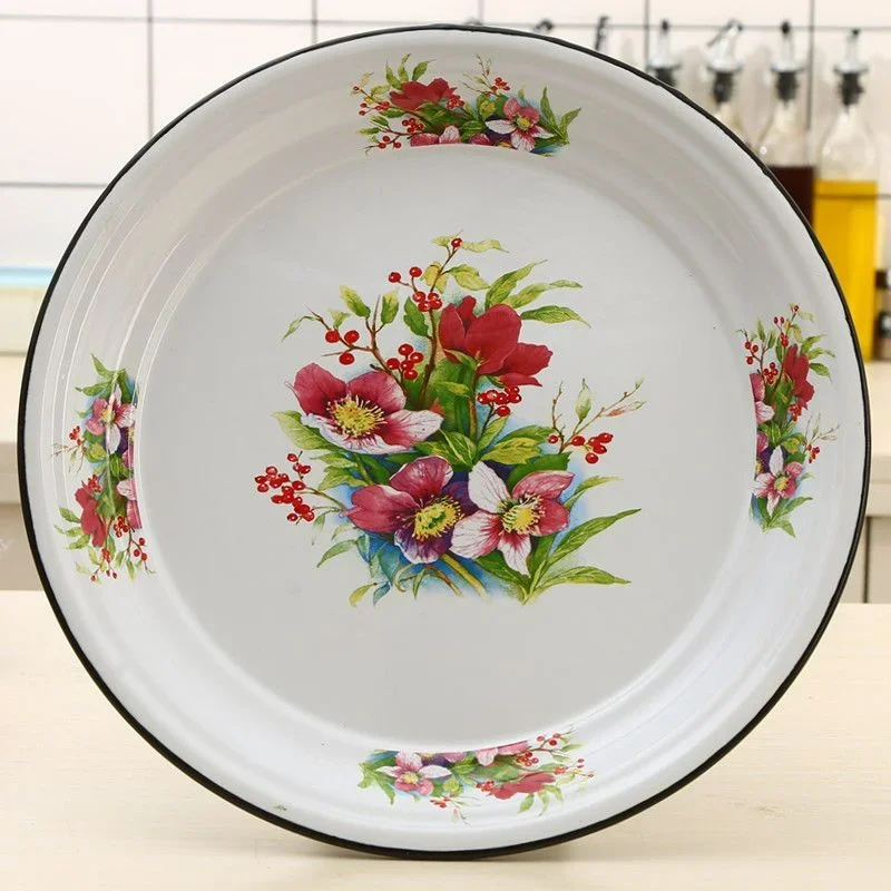Thickened-Enamel-Tea-Plates-Saute-Spicy-Chicken-Iron-Porcelain-Plates ...
