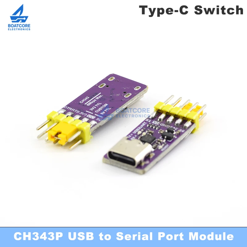 1PCS CH343P USB 시리얼 포트 모듈 6Mbps 5V 3.3V TTL UART 타입-C 스위치 CH343 디버깅 버닝 ...