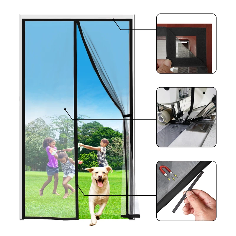 Magnetic-Door-Mosquito-Net-Screen-Black-Insect-Curtain-Fly-Insect-Auto ...