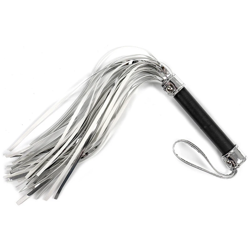 Silvery PU Leather Horse Whip,Handmade Suede Flogger 45CM Short Bull ...