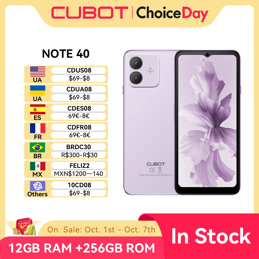 Cubot-Note-40-Smartphone-12GB-RAM-6GB-6GB-Extended-256GB-ROM-50MP-Main ...