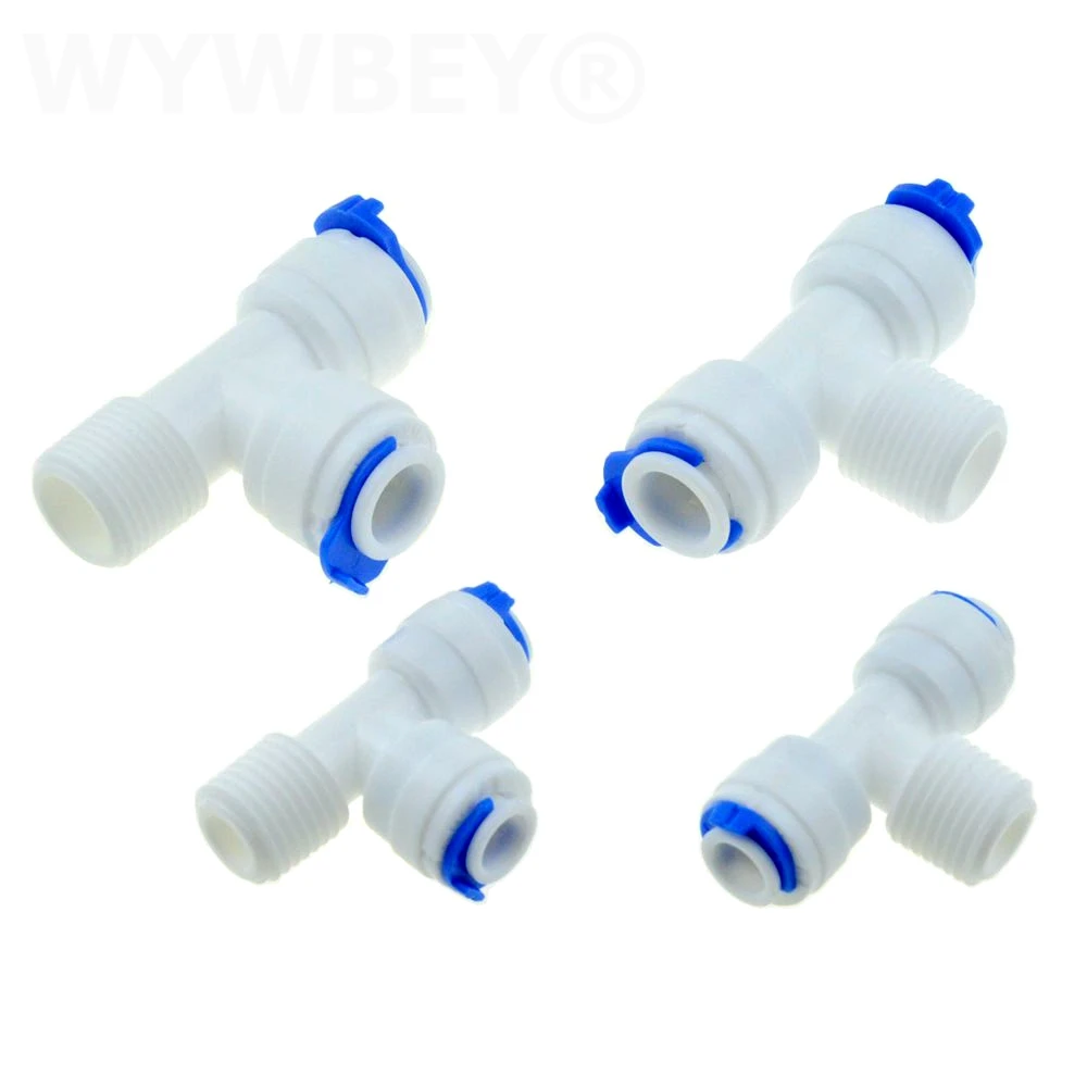 Reverse Osmosis Quick Pipe Fitting T Shape Tee 1/4 3/8 Hose Connect 1/4 ...