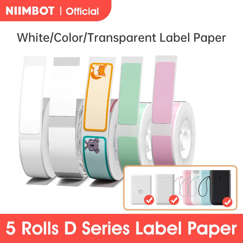 Niimbot-D11-D110-D101-Pure-Color-Label-Barcode-Price-White-Labels-Waterproof-Oil-proof-Tear ...