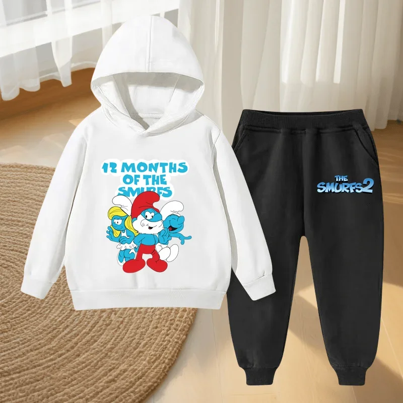 Smurfs-Anime-pria-dan-wanita-Hoodie-Set-kasual-modis-celana-Top-3-14 ...