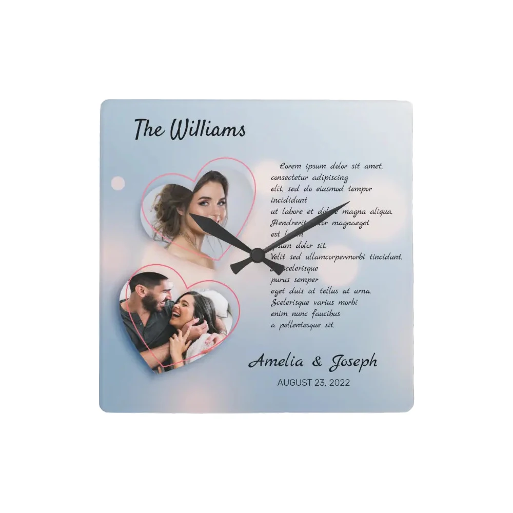 HORLOGE PENDULE,B--Cadre Photo personnalisé, horloge murale élégante ...