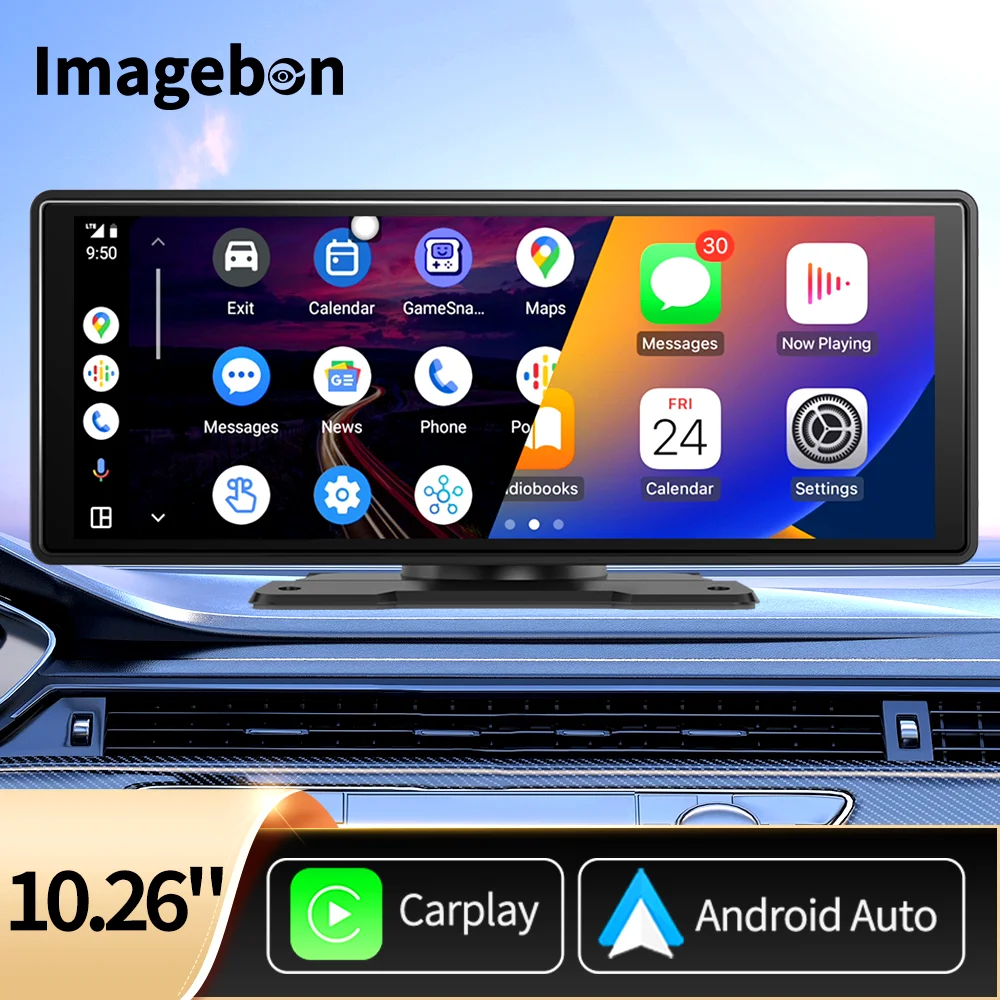 Imagebon H9Pro 10.26" ADAS 4K Dash Cam Wireless CarPlay & Android Auto ...