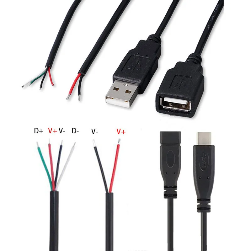 Micro-USB-Female-Jack-4-Pin-2-Pin-Male-Female-Power-Supply-Data-Line ...