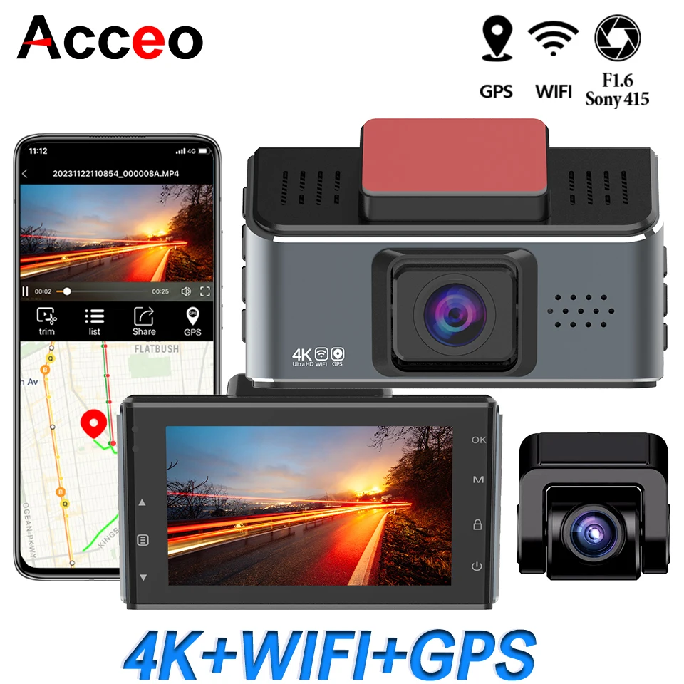 Dash-Cam-Dual-Lens-4K-UHD-Recording-Car-Camera-DVR-Night-Vision-Video ...