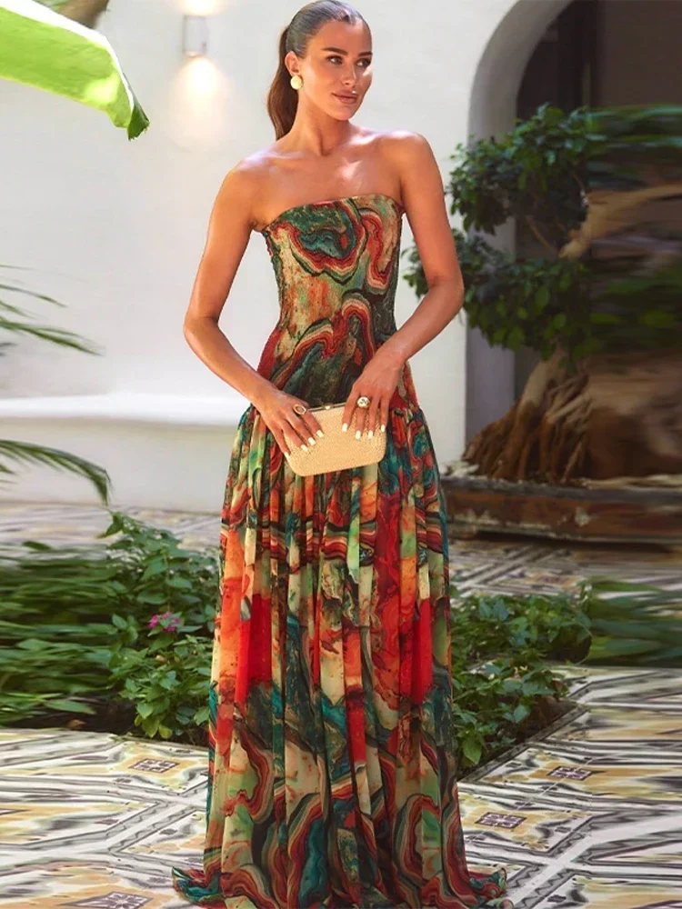 Vestido largo de tubo con estampado Floral elegante, moda para mujer ...