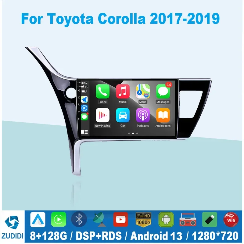 8G-128G-Stereo-Android-13-For-Toyota-Corolla-11-Auris-E180-2017-2018 ...