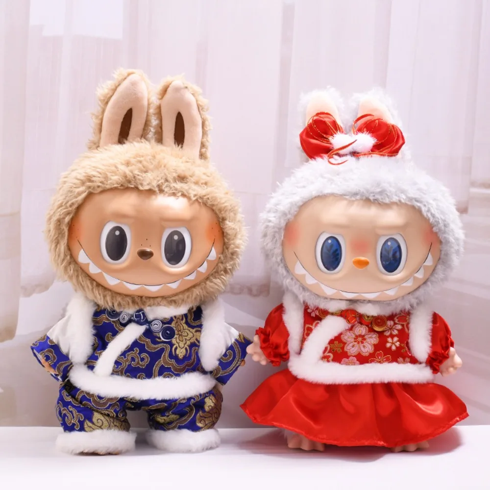 For 38cm Labubu Doll Clothing New Year Tang Suit Dress Up Love Clothes ...