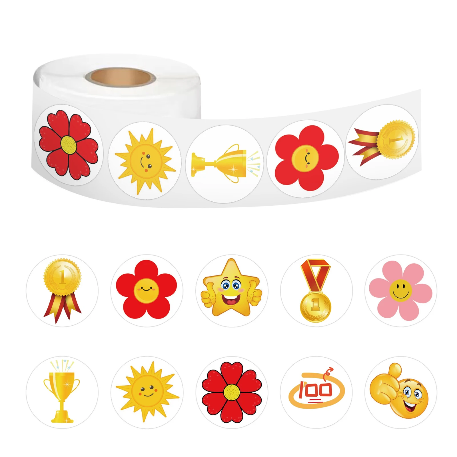 100-500pcs Little Red Flower Reward Stickers Tape Creative School ...