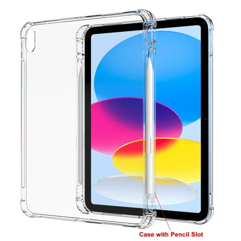 Clear Crystal Pen Holder Shockproof Air-bag Case for IPad Air Pro 13 11 ...